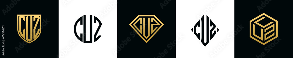 Initial letters CUZ logo designs Bundle Stock Vector | Adobe Stock