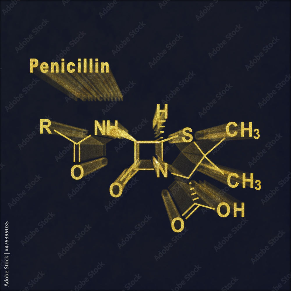 Penicillin, antibiotic drug, Structural chemical formula Stock ...