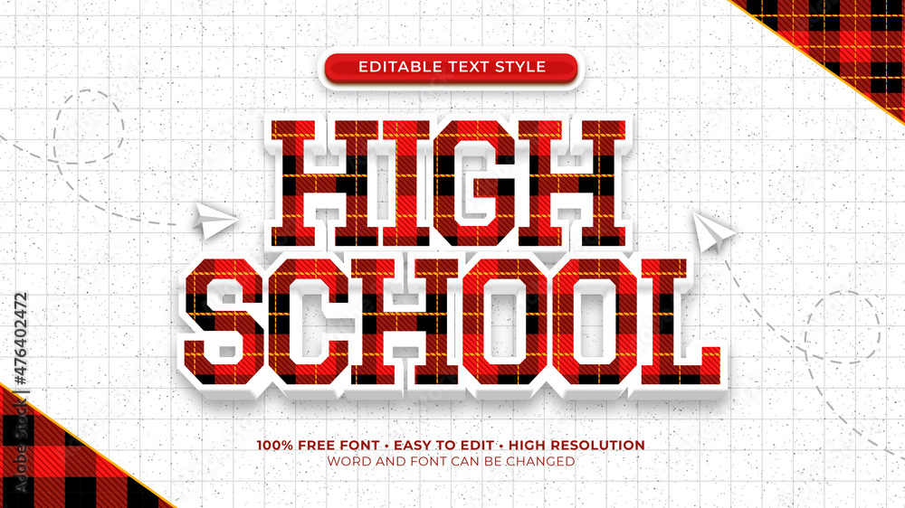 Font effect High school uniform red text style modern bold. eps vector ...