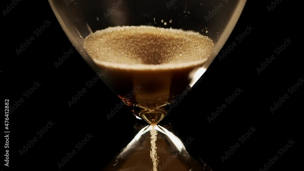 Video Stock Hourglass. Sands move through hour glass. Sandglass close ...