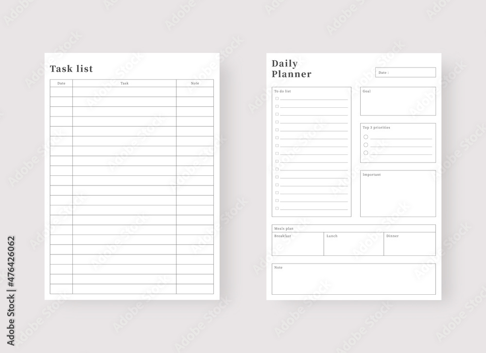 Daily Planner And Task List Template Set Of Planner And To Do List Daily Planner And Task List Template Set Of Planner And To Do List