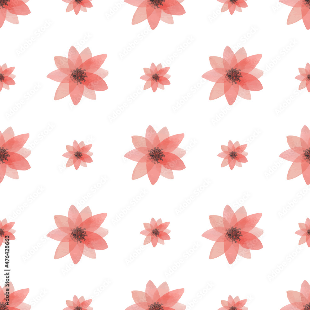 Watercolor flower seamless pattern Stock Vector | Adobe Stock