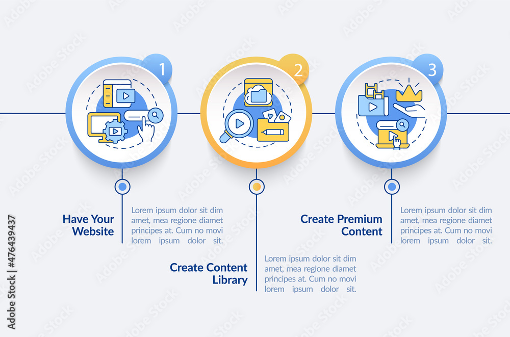 Video on demand circle infographic template. Content distribution. Data ...
