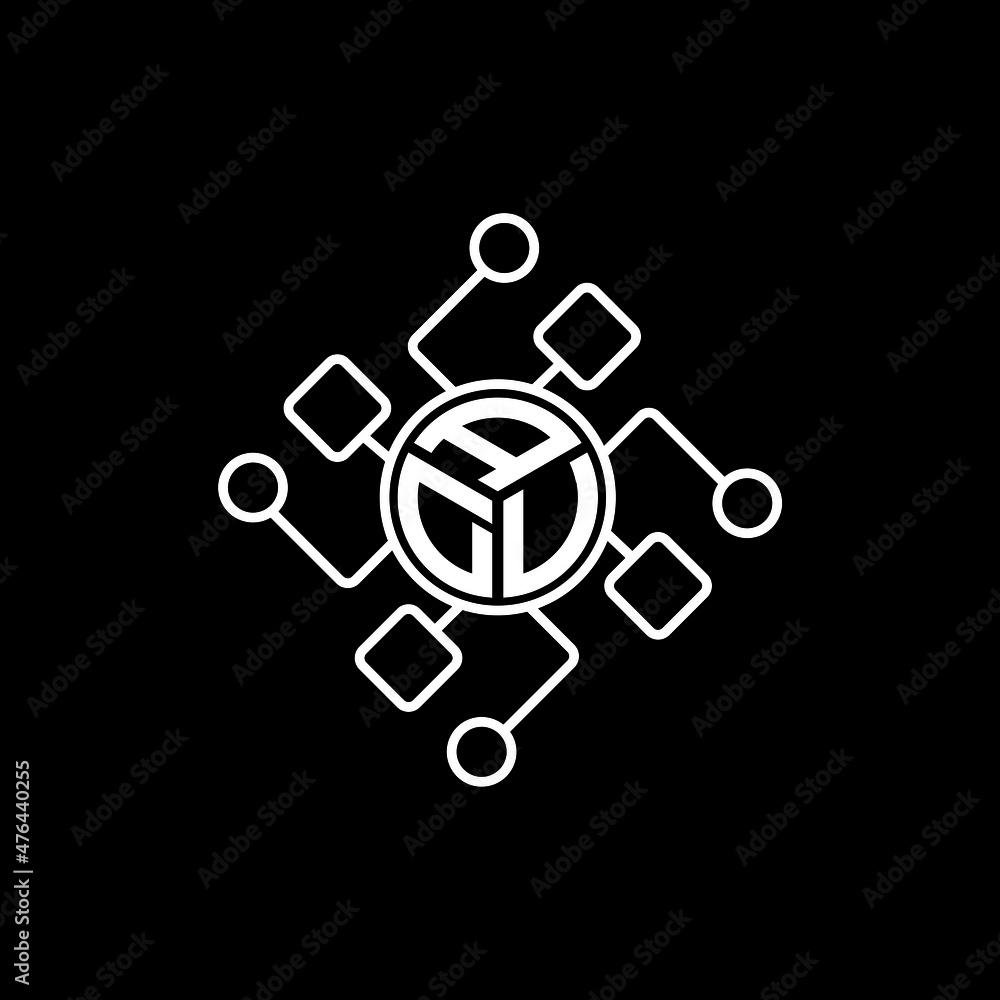 ADU letter logo design on black background. ADU circle letter logo ...