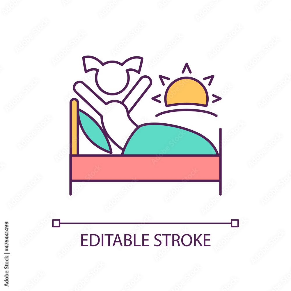 Awakening early morning RGB color icon. Active lifestyle and health ...