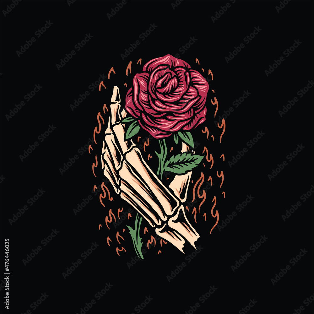 death rose tattoo vector design Stock Vector | Adobe Stock