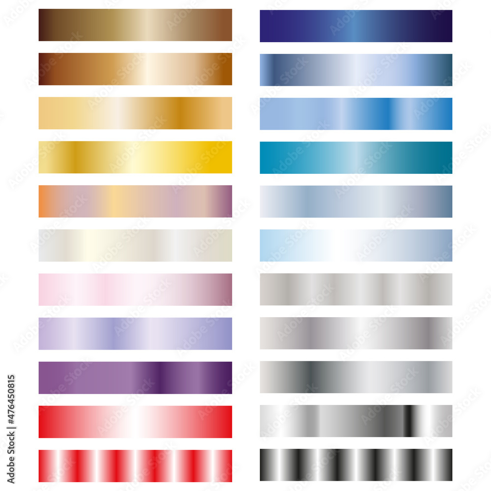 Metallic gradient big set. Shiny metal texture gradation background ...