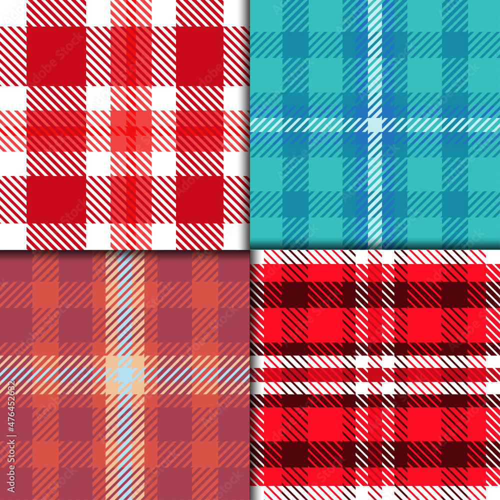 Colorful Plaid texture seamless pattern collection Stock Vector | Adobe ...