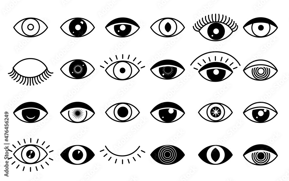 Eye icons. Open and closed human eyes, Vision and view signs shapes ...