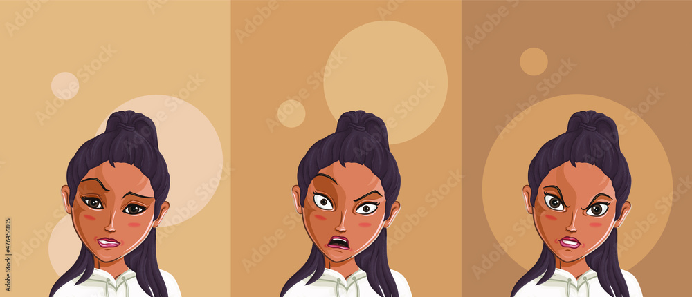 Cartoon Female portrait. Woman avatar. Vector character. Girl portrait ...