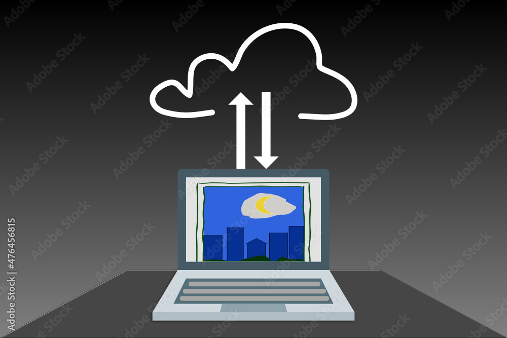 Datenaustausch mit der Cloud Stock Vector | Adobe Stock