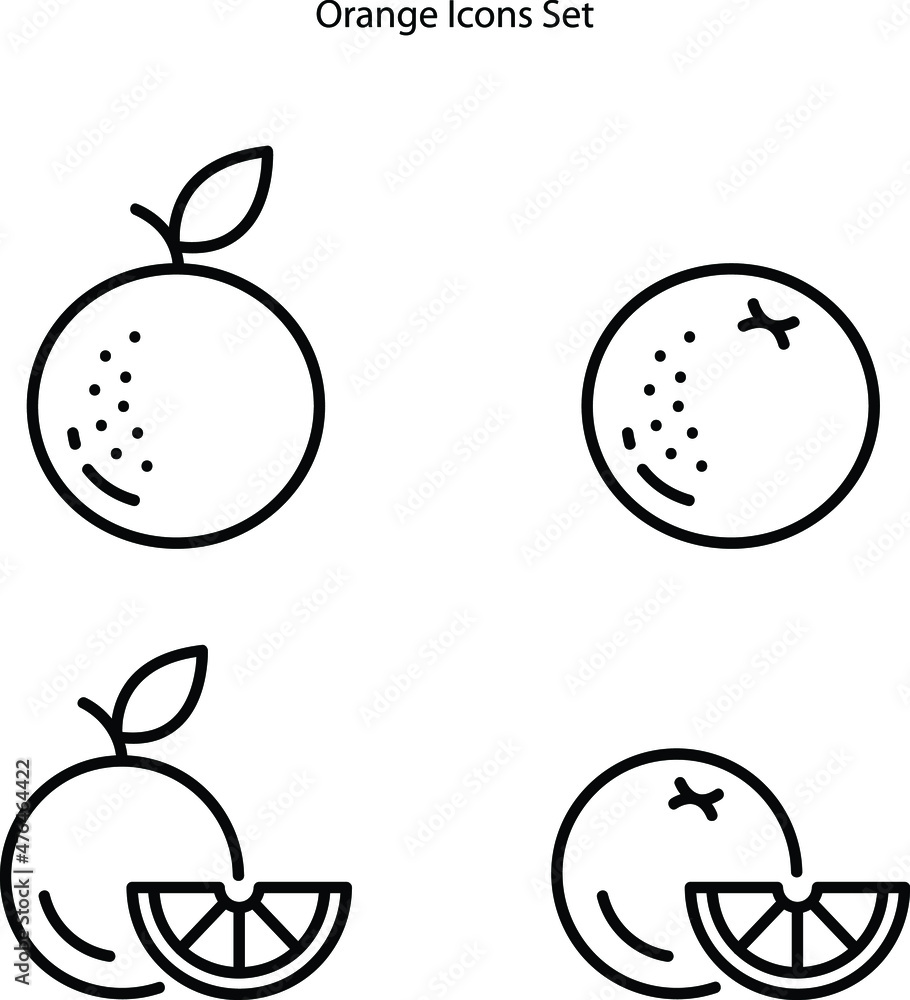 orange icons set isolated on white background. orange icon thin line ...