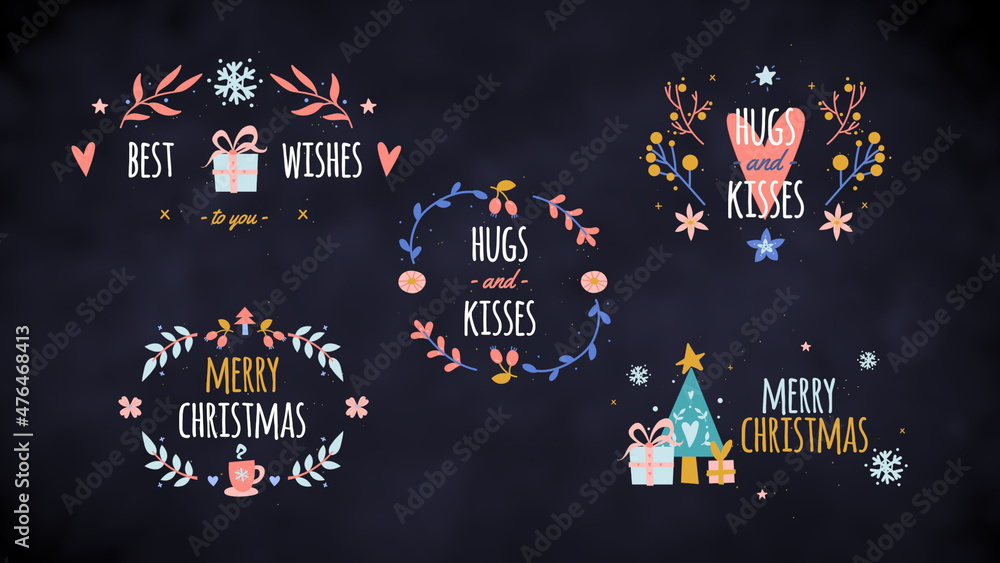 Festive Joyful Christmas Titles Stock Template | Adobe Stock