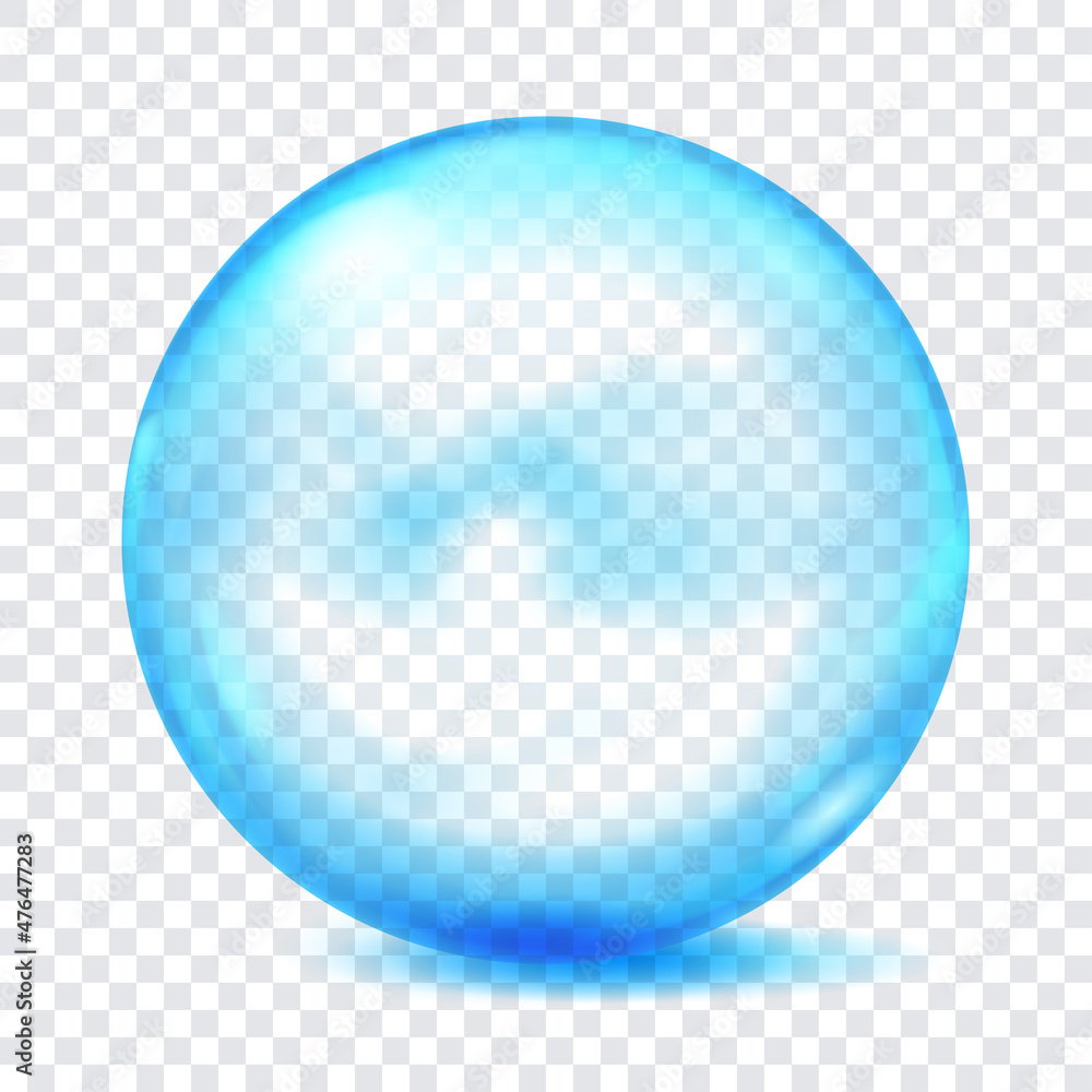 Big translucent light blue sphere with glares and shadows on ...