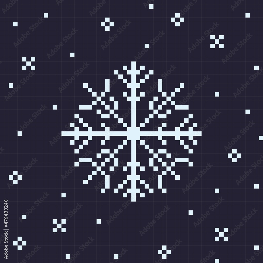Snowflakes pixel art. Vector illustration. Merry Christmas. Stock ...