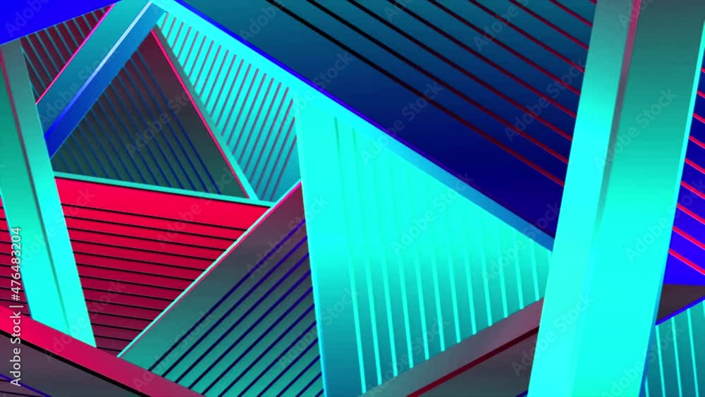 Vidéo Stock Geometric triangular 3d background with changing colors. Motion. Iridescent acid ...