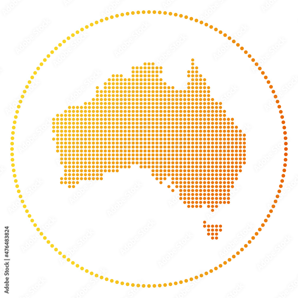 Australia digital badge. Dotted style map of Australia in circle. Tech ...