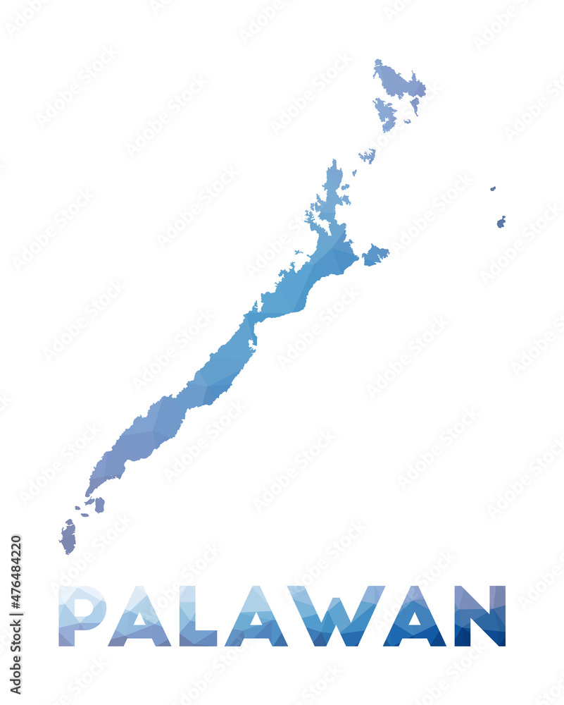 Low poly map of Palawan. Geometric illustration of the island. Palawan ...