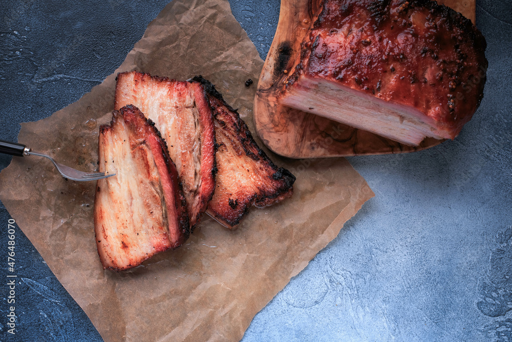 Crispy Roasted Pork Belly. Sliced Roast Pork Belly. Stock Photo | Adobe ...