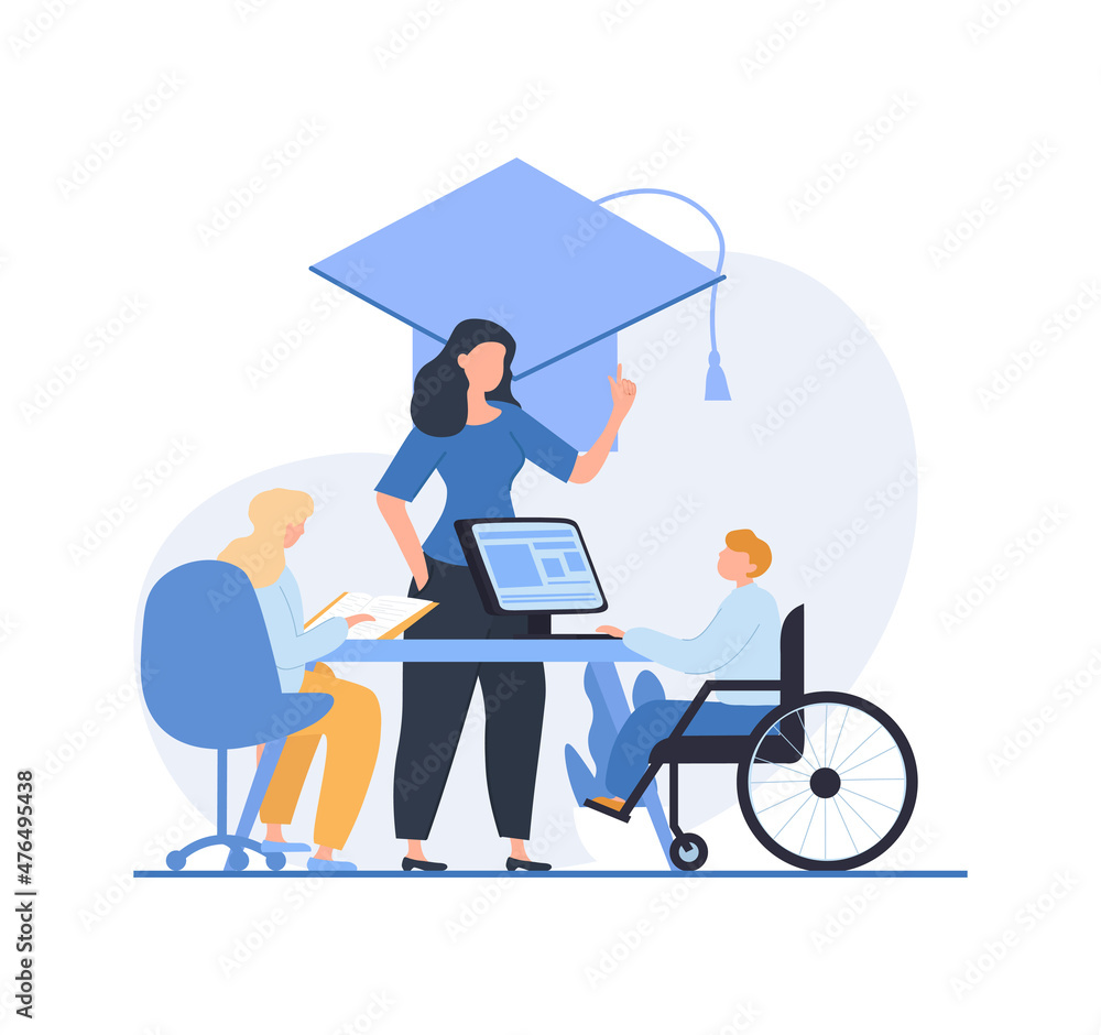 Special preschool education. Ordinary kid and boy with special needs ...