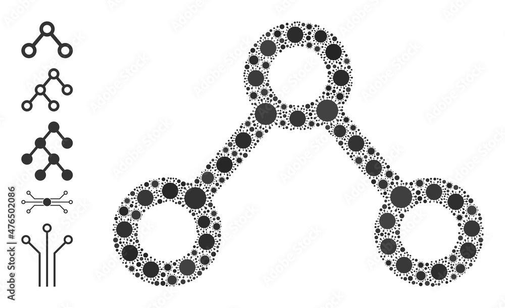 Connections mosaic icon. Vector mosaic constructed from random Covid ...