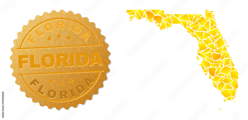 Golden combination of yellow fractions for Florida State map, and ...