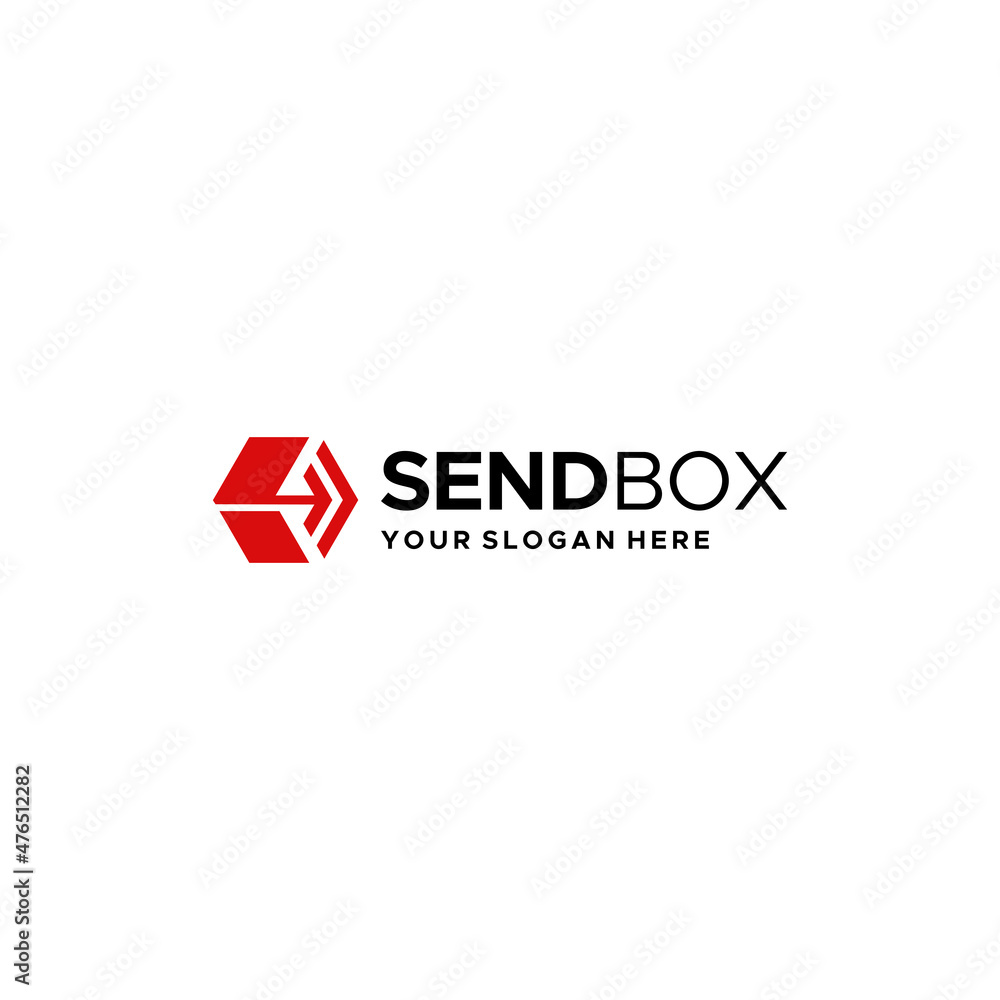 Minimalist SEND BOX directions hexagon logo design Stock Vector | Adobe ...