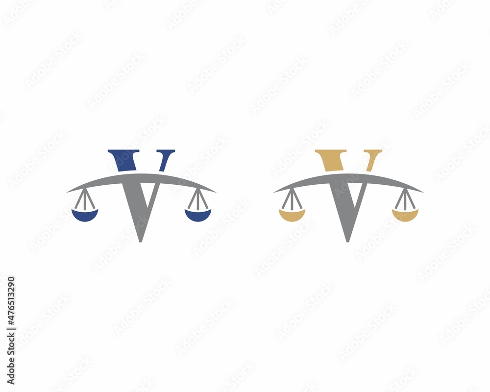 Letter V Logo With Scale of Justice Logo Icon 003 Stock Vector | Adobe ...