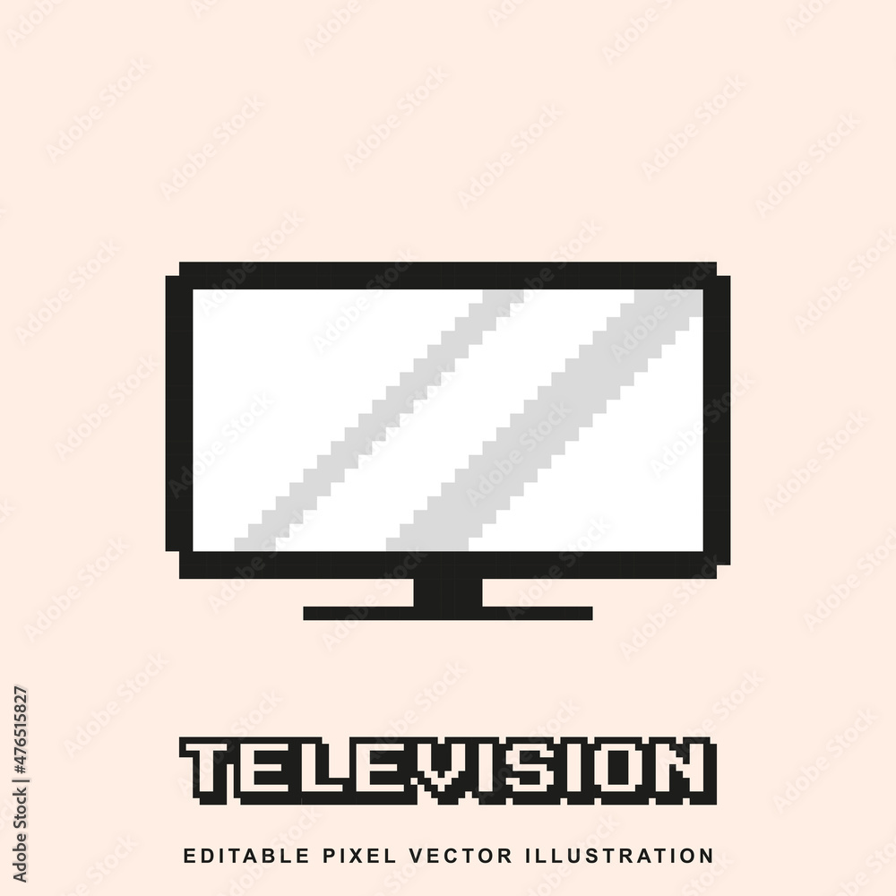 Pixel television icon vector illustration for video game asset, motion ...