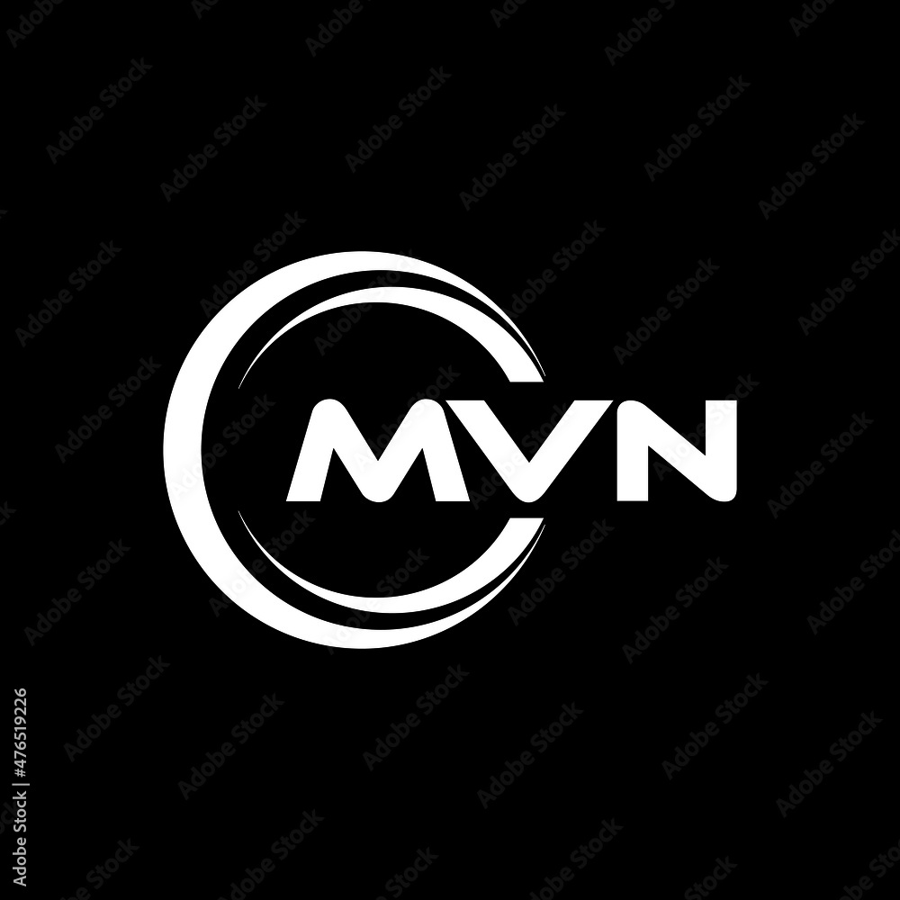 MVN letter logo design with black background in illustrator, vector ...