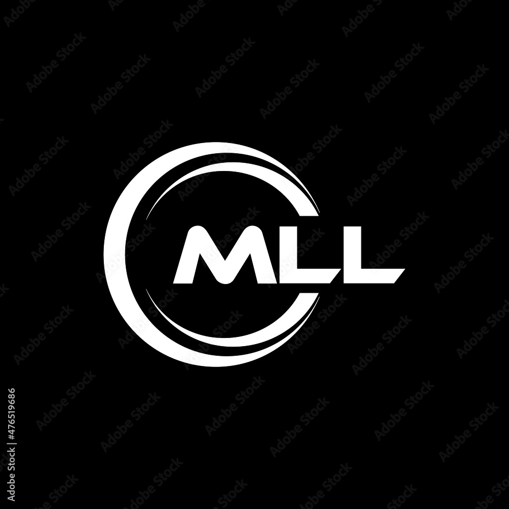 Vecteur Stock MLL letter logo design with black background in ...