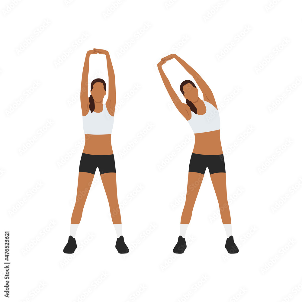 Woman doing Arm stretching exercise. Flat vector illustration isolated ...