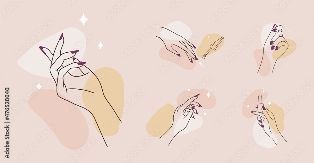 Hand skin care. Manicure, massage and paraffin therapy. Vector ...