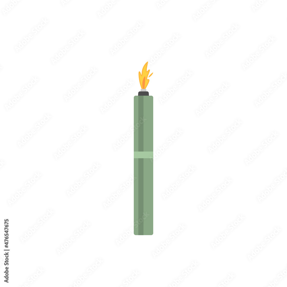 illustration of a torch of bamboo and fire. flat cartoon style. vector ...