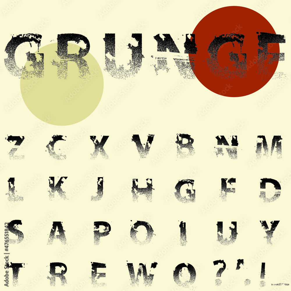 Grunge distress rough edges font . Speckled texture . Screen print ...