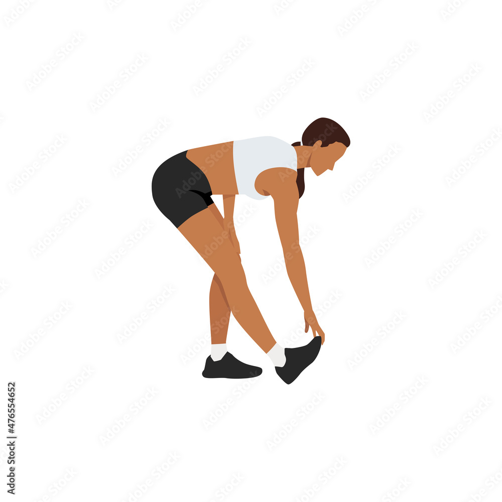 Woman doing Active hamstring stretch exercise. Flat vector illustration ...
