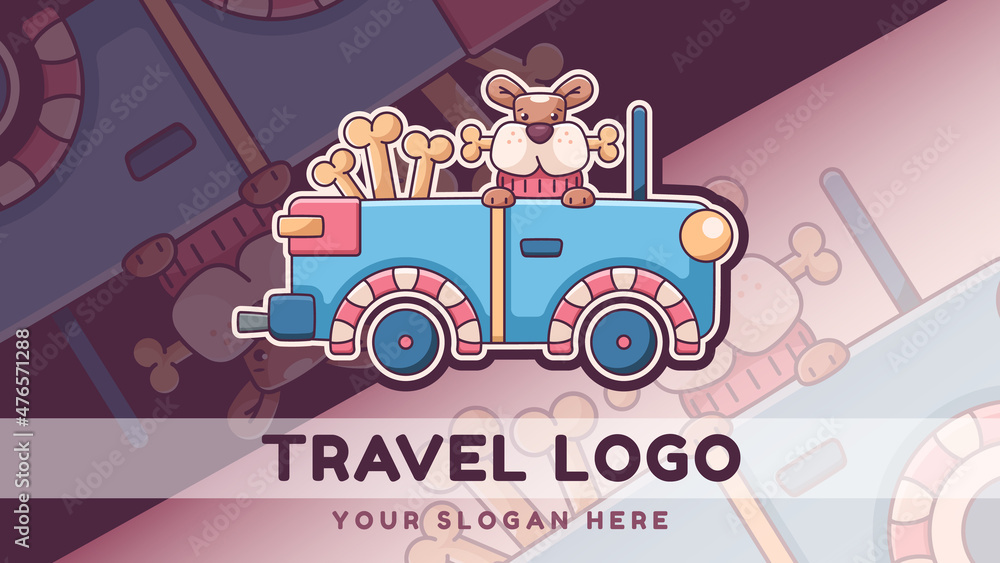 Cartoon character driver dog with bone - logo template Stock Vector ...