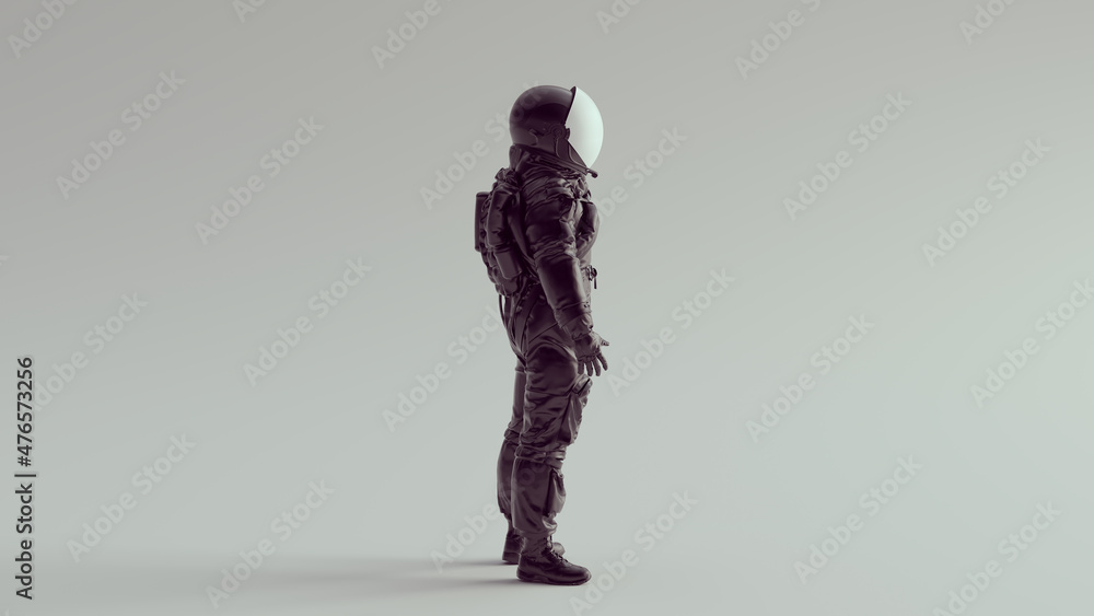 Black Astronaut Cosmonaut with White Helmet Visor Side View Spaceman ...