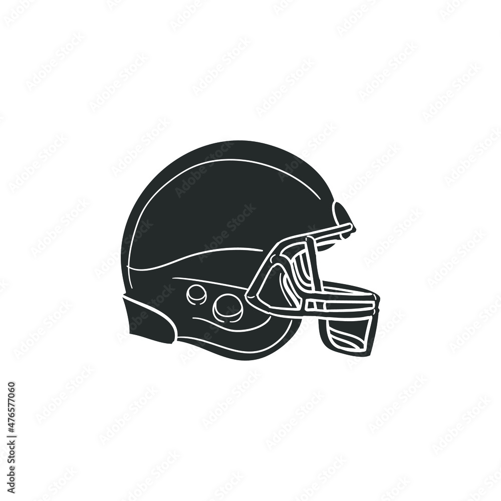 Football Helmet Icon Silhouette Illustration. Sport Safety Protect ...