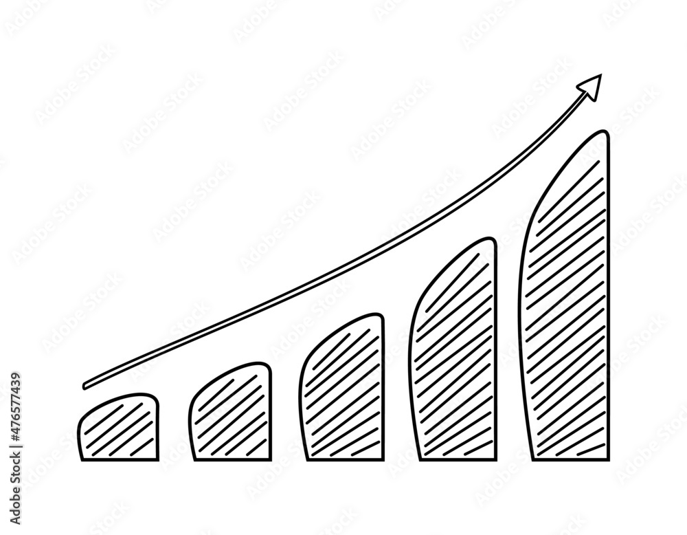 Ascending graph with an arrow indicating its direction. Simple hand ...