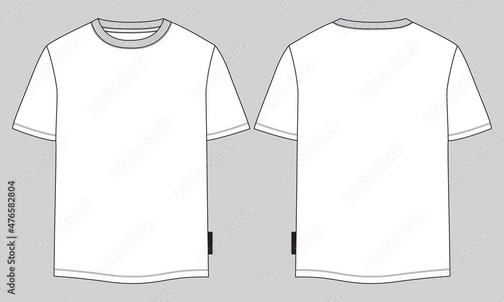 Regular fit Short sleeve T-shirt technical Sketch fashion Flat Template ...