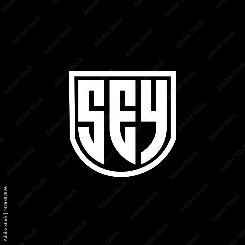 Vecteur Stock SEY letter logo design with black background in ...
