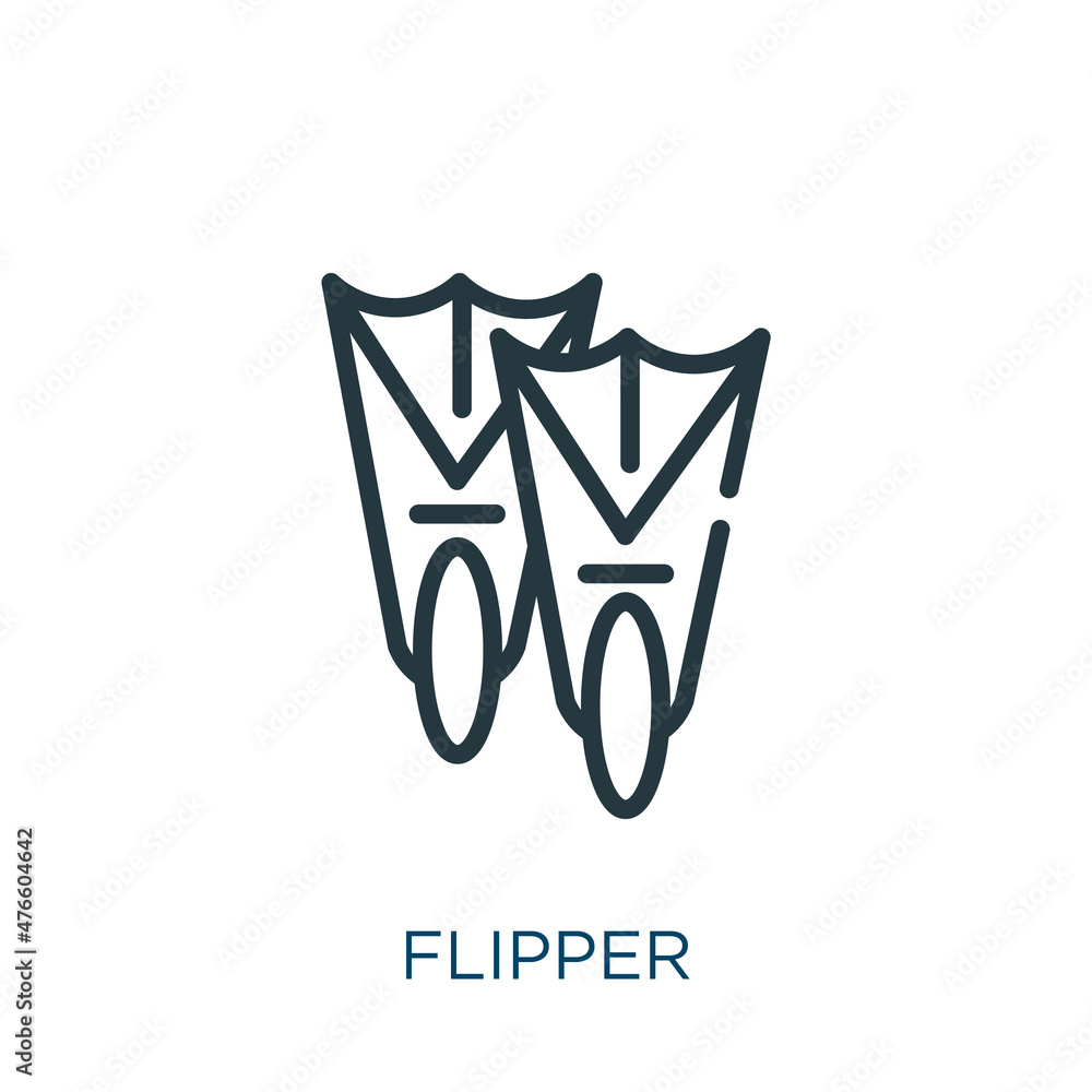 flipper thin line icon. water, nature linear icons from sea life set ...