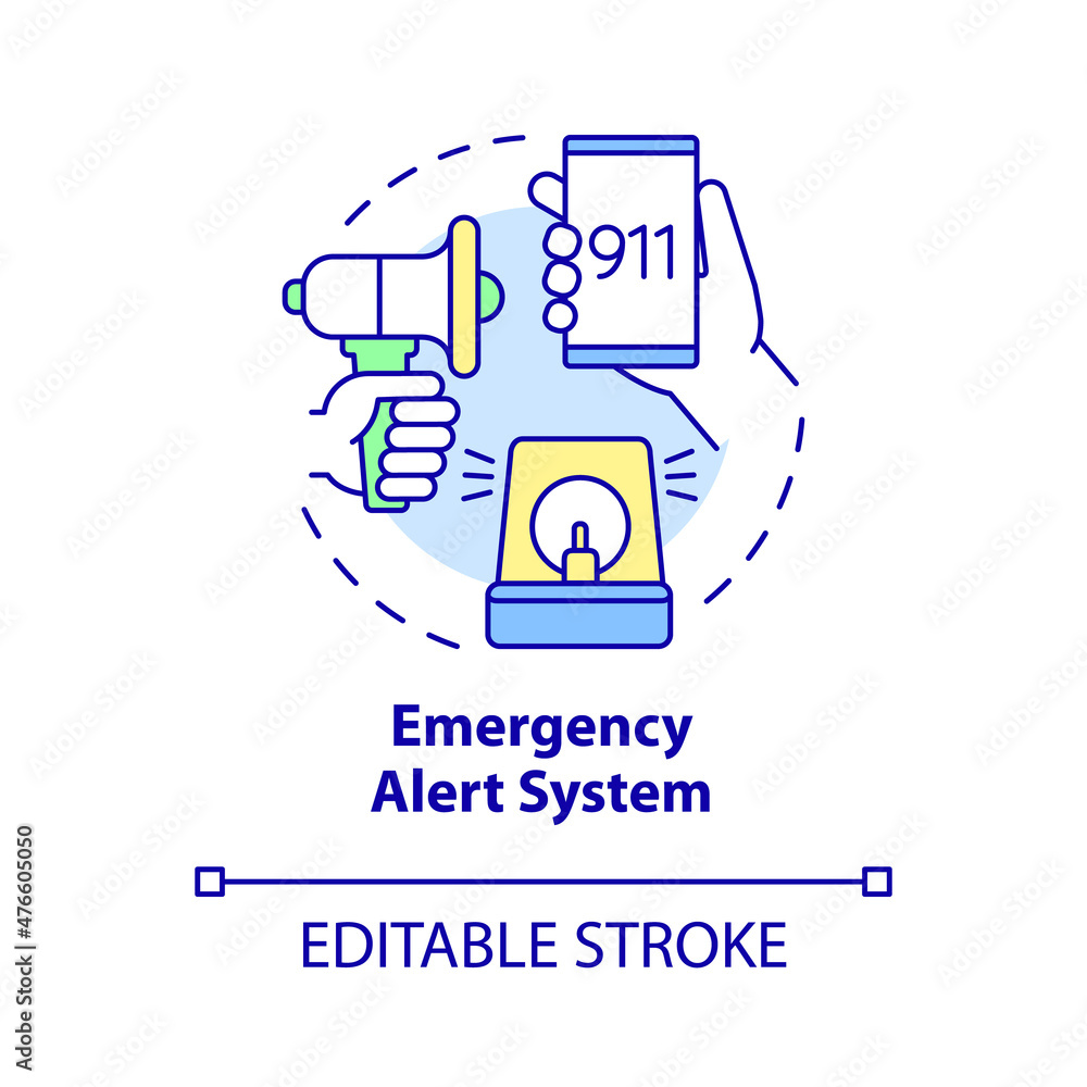Emergency alert system concept icon. Urgent situation notification ...