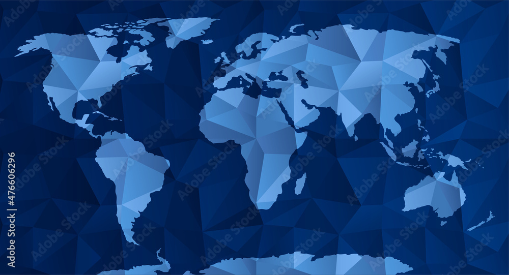 Polygonal world map dark blue color vector illustration Stock Vector ...