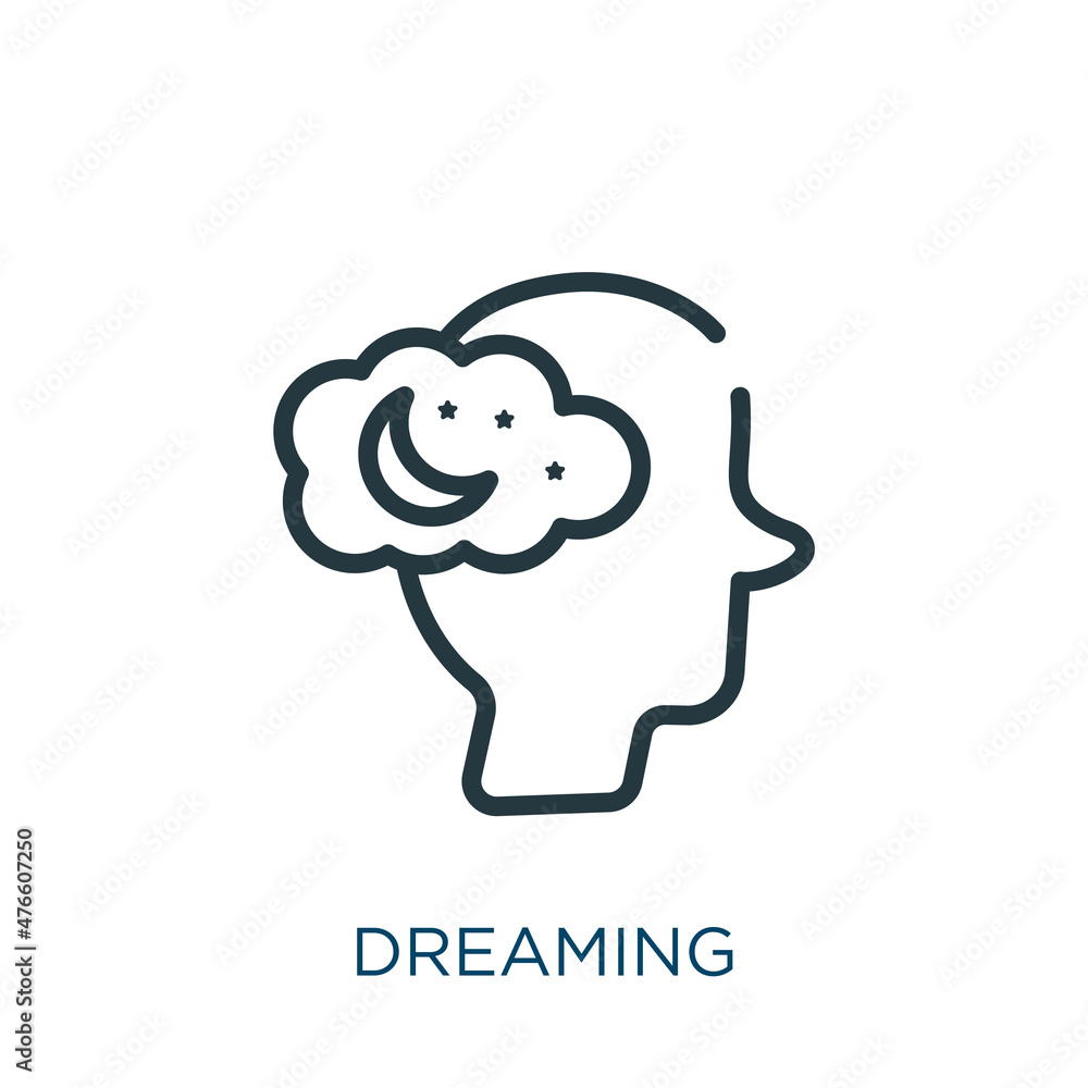 dreaming thin line icon. dream, collection linear icons from brain ...