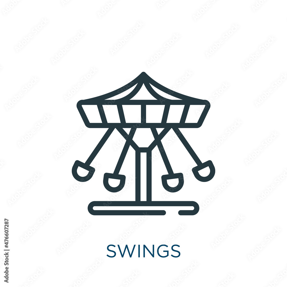 swings thin line icon. swing, problem linear icons from amusement park ...