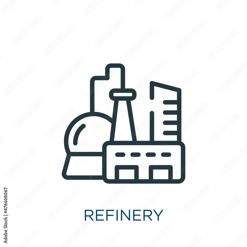 refinery thin line icon. oil, fuel linear icons from industry concept ...
