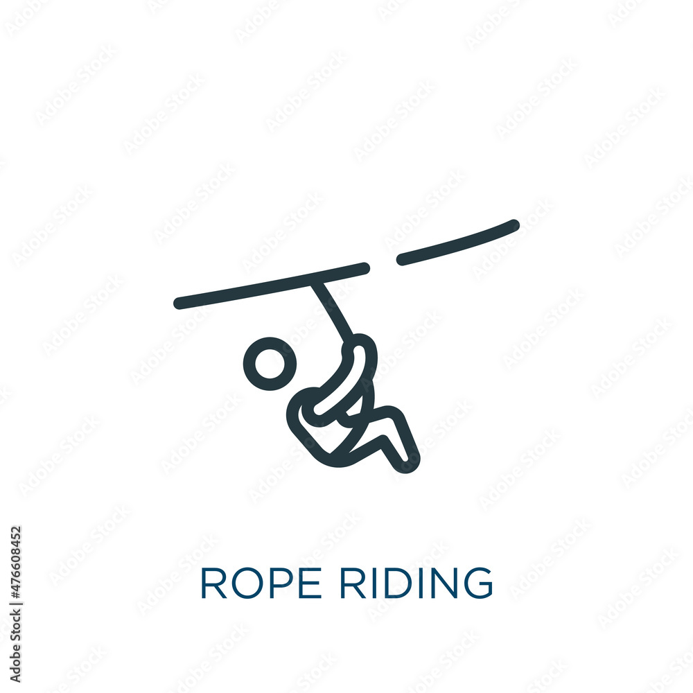 rope riding thin line icon. rope, ride linear icons from my town ...
