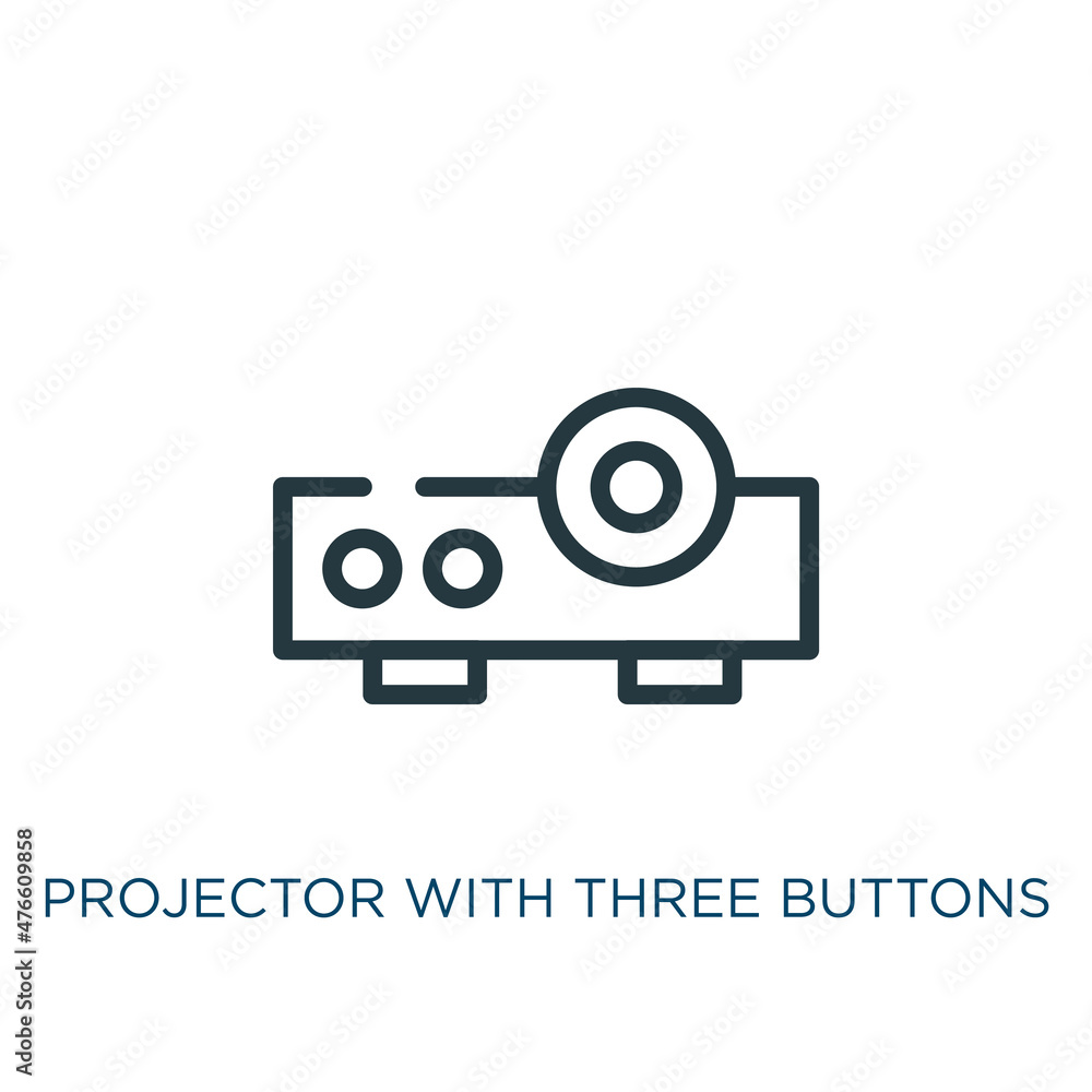 projector with three buttons thin line icon. projector, film linear ...